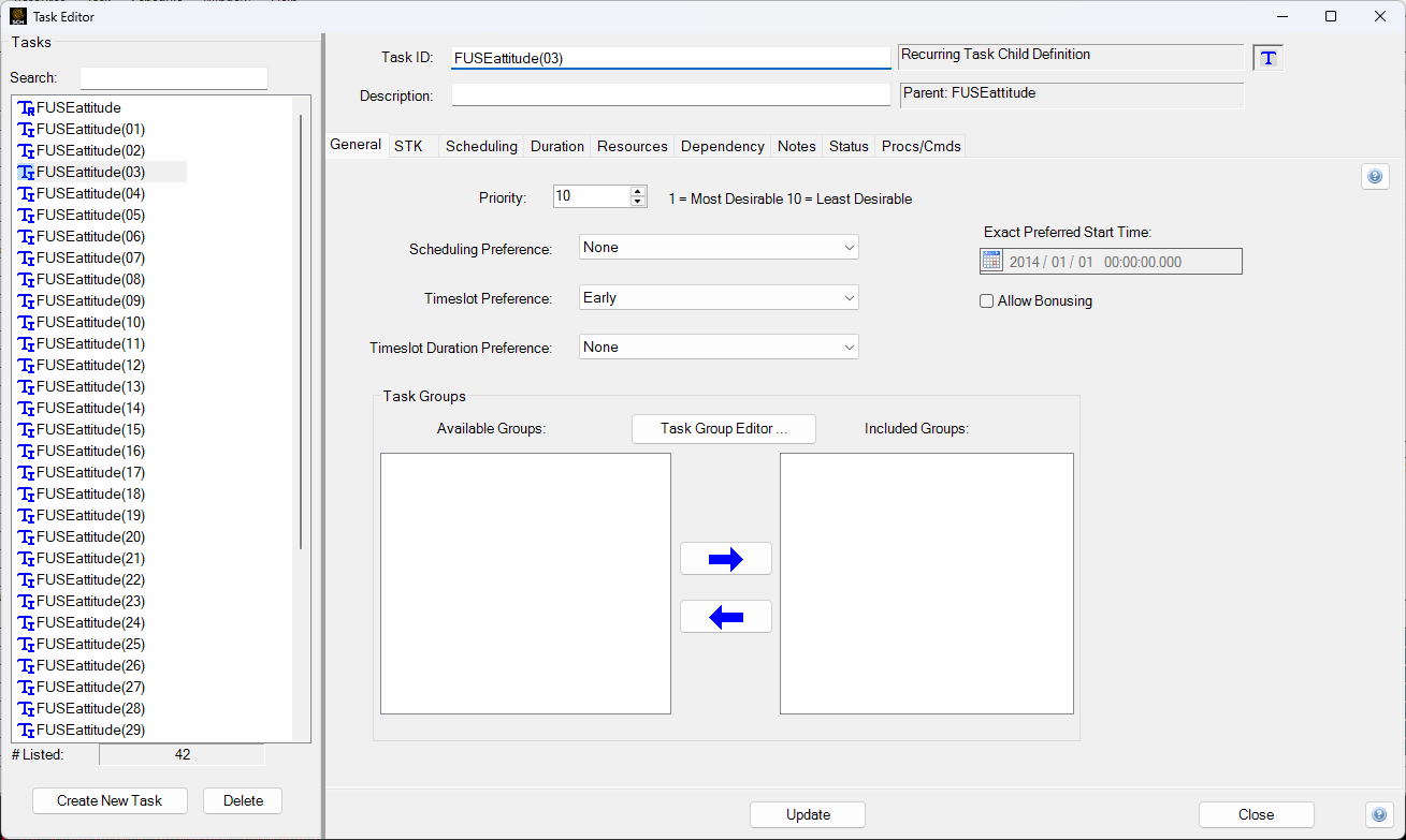 Astro Scheduler Engine Help: General (Task) Tab